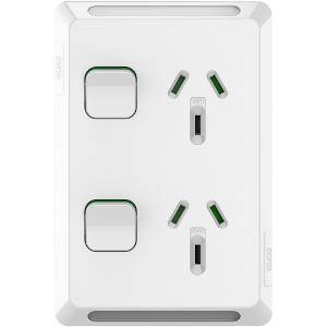 Socket sw vert twin 10a 250v CLIP3025VXW - Sydney Building Materials
