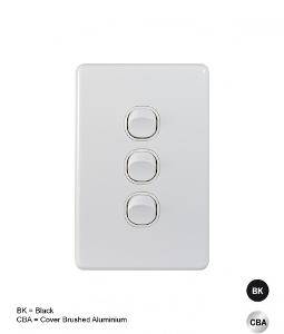 Switch vertical 3 gang 10ax/16a 250v GSMPUSWV3G - Sydney Building Materials